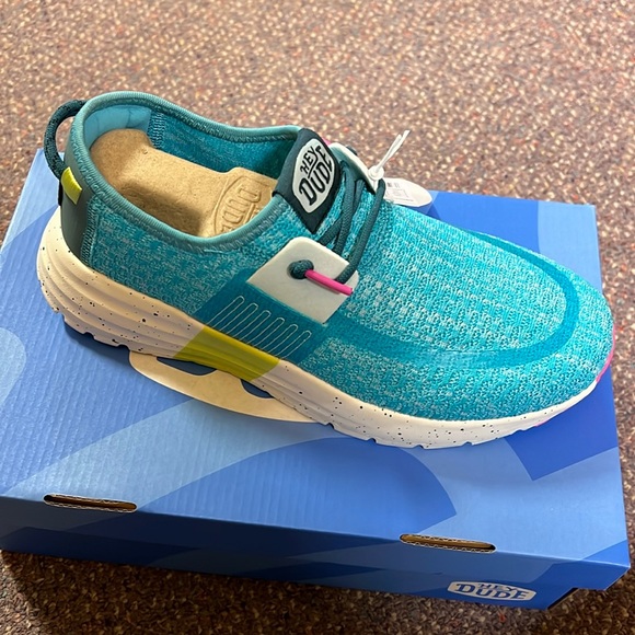 Hey Dude | Shoes | Hey Dude Teal Blue Sirocco Sport Stripe Sneakers ...